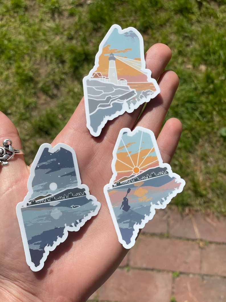 Maine Starry Night Sticker Lake Sticker Loon Sticker | Etsy