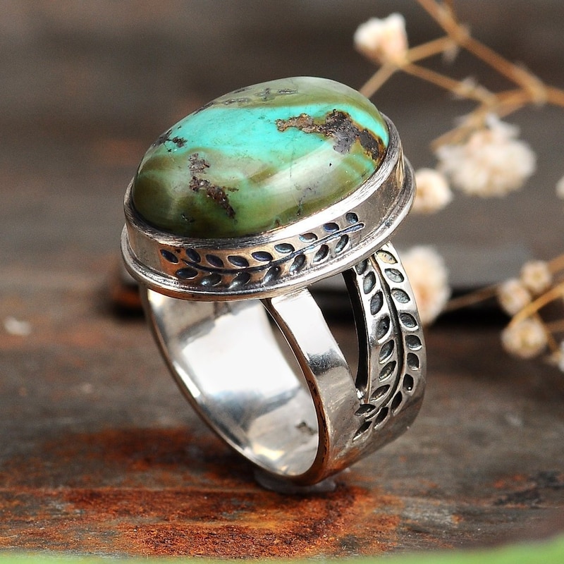 Turquoise Silver Ring - Etsy