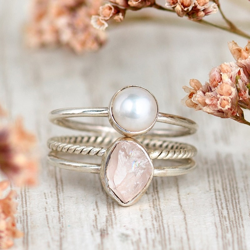 Gemstone Ring Set - Etsy