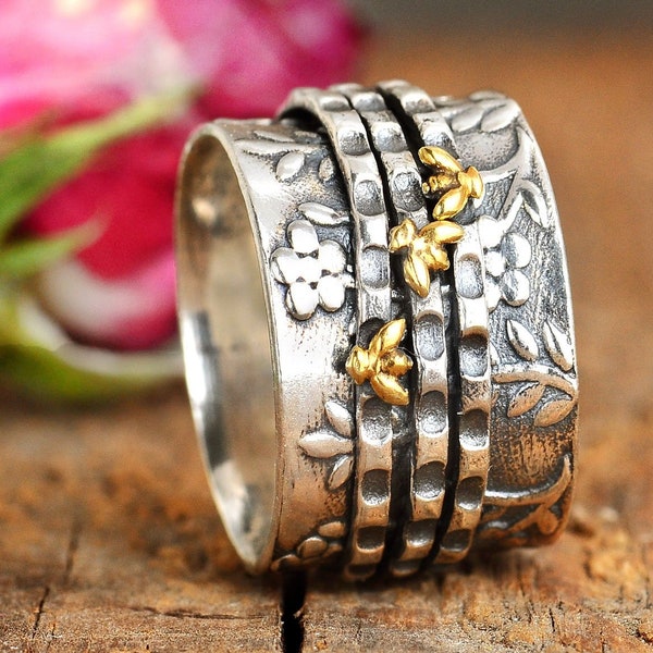 Floral Spinner Ring - Etsy UK