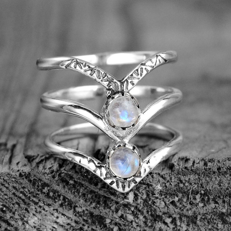 Triple Moonstone Woman Ring - Etsy