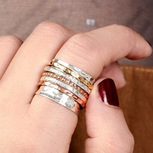 Unique Spinner Ring for Women. Wide Band Made of Sterling Silver With ...