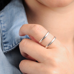 Double Band Ring, Splint Knuckle Ring, Adjustable Thumb Ring, Sterling ...