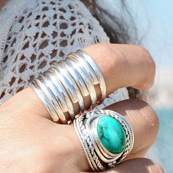 Long Silver Ring - Etsy