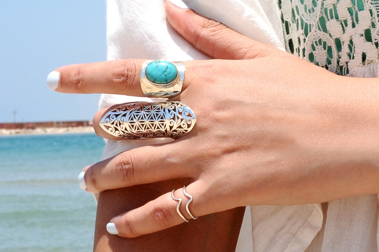 Flower of Life Long Ring Chunky Statement Jewelry 925 - Etsy