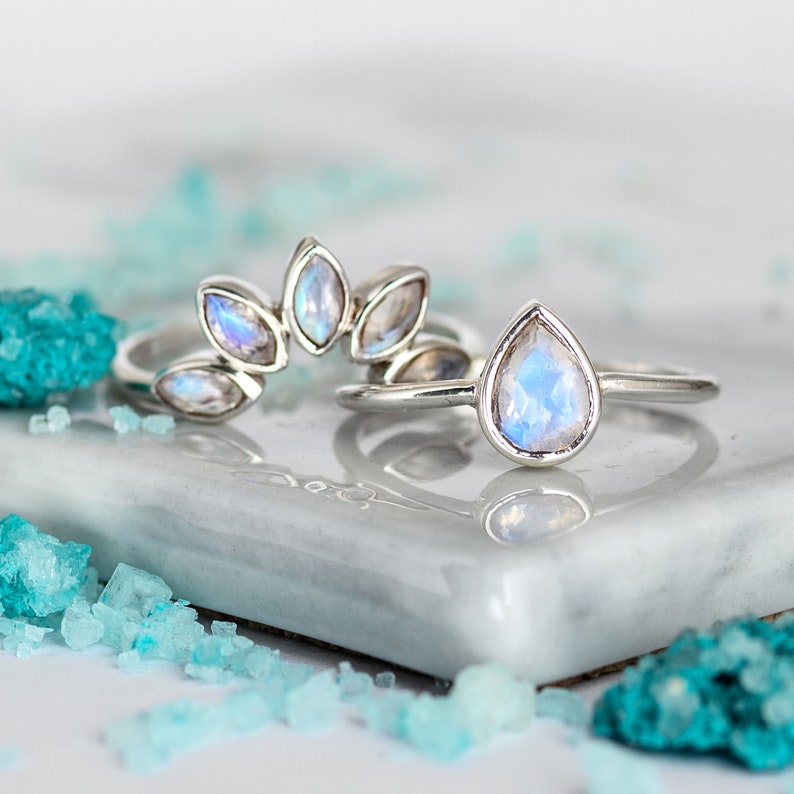 Moonstone Stacking Ring Set Sterling Silver Rings for Women - Etsy