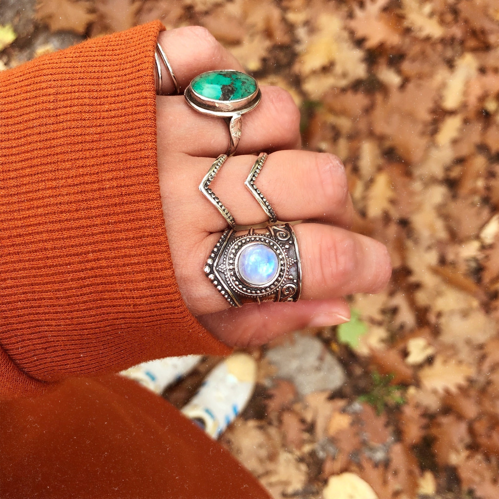 Boho Moonstone Ring Sterling Silver Ring for Women Statement - Etsy