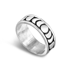 Moon Phase Spinner Ring for Women, Sterling Silver Crescent Moon Ring ...
