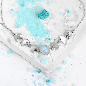 Moon Phase Bracelet, Sterling Silver Bracelet for Women, Moonstone ...