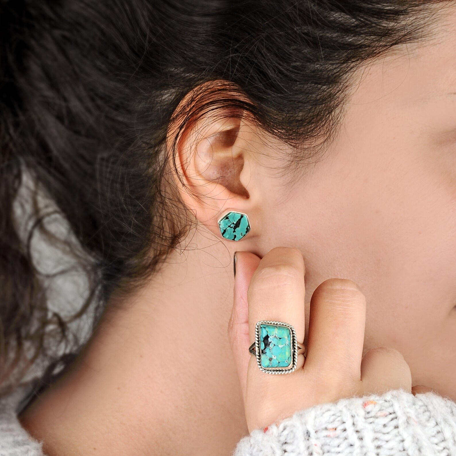 Turquoise Earrings Sterling Silver Earrings Foe Women | Etsy