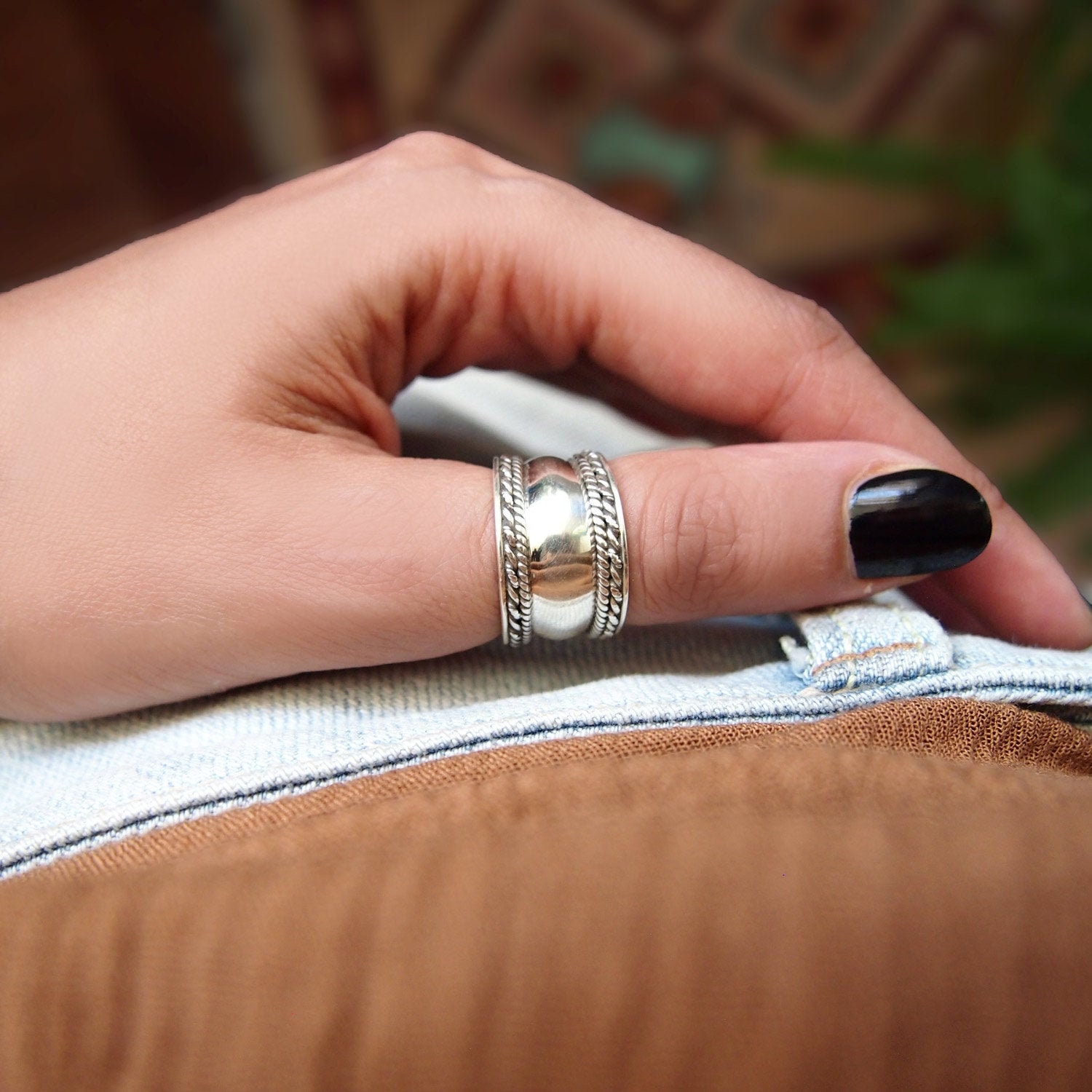 Sterling Silver Adjustable Thumb Ring for Women Wide Dome - Etsy Canada