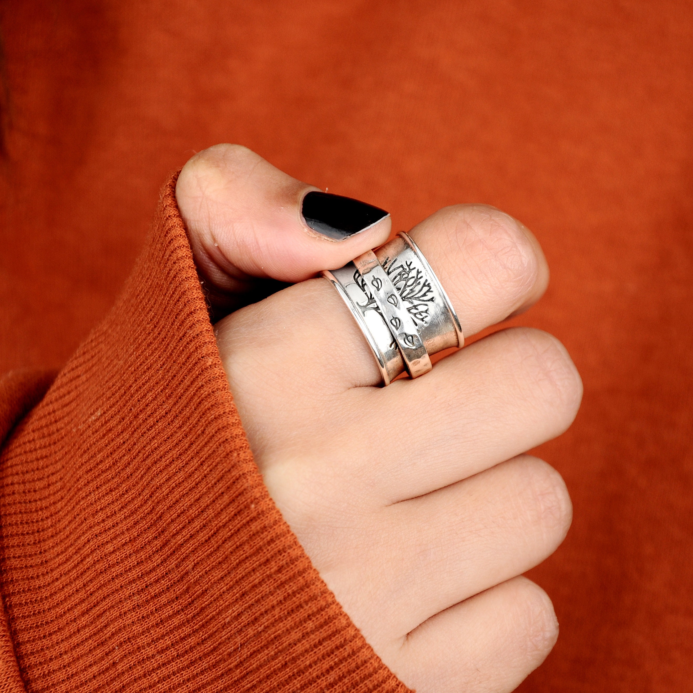 Tree of Life Ring Spinner Ring Sterling Silver Ring for - Etsy Canada