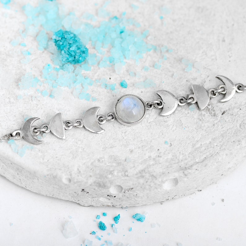 Moon Phase Bracelet Sterling Silver Bracelet for Women - Etsy