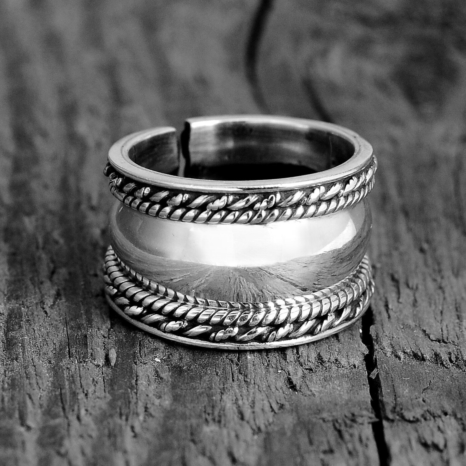 Sterling Silver Adjustable Thumb Ring for Women Wide Dome - Etsy Canada