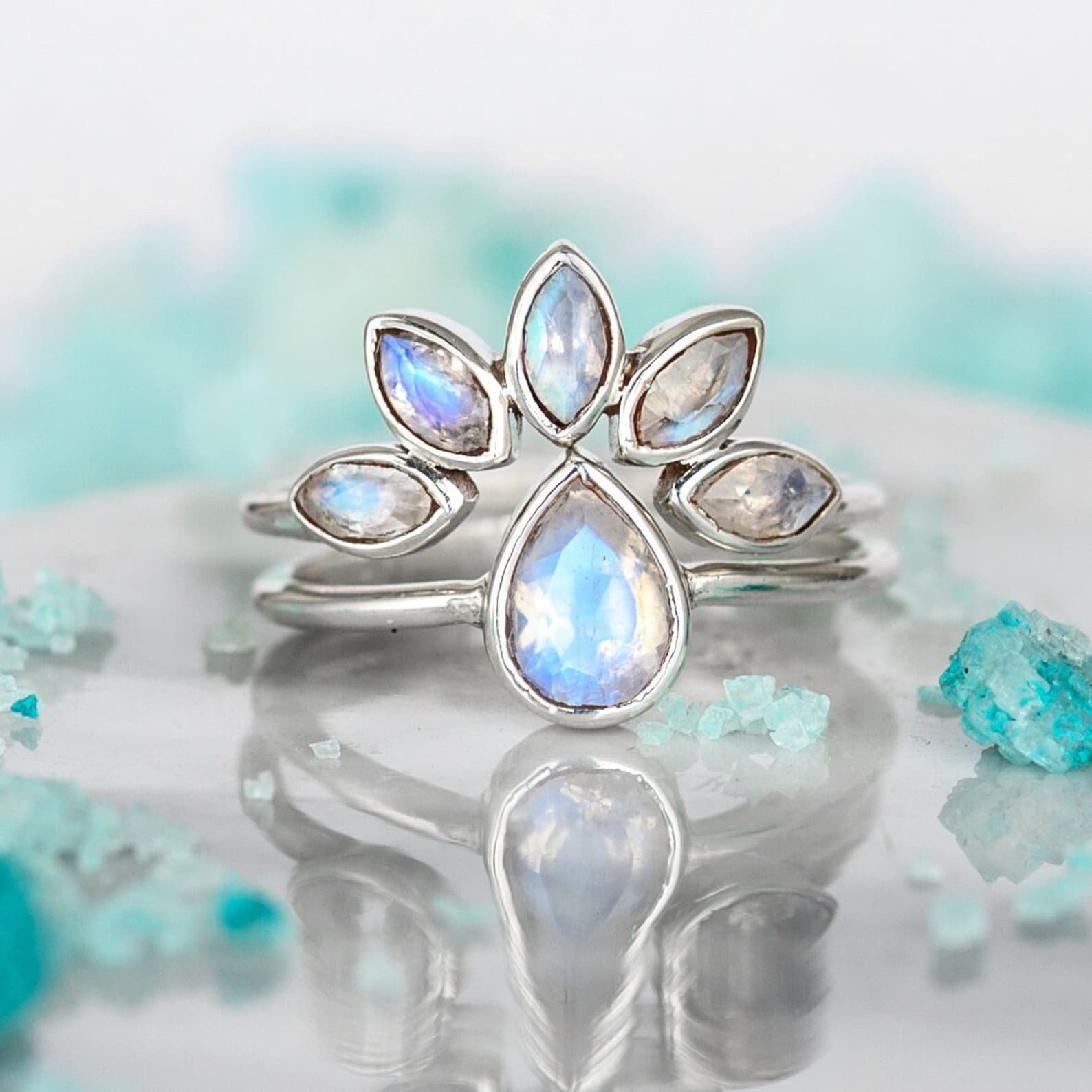 Moonstone Stacking Ring Set Sterling Silver Rings for Women - Etsy