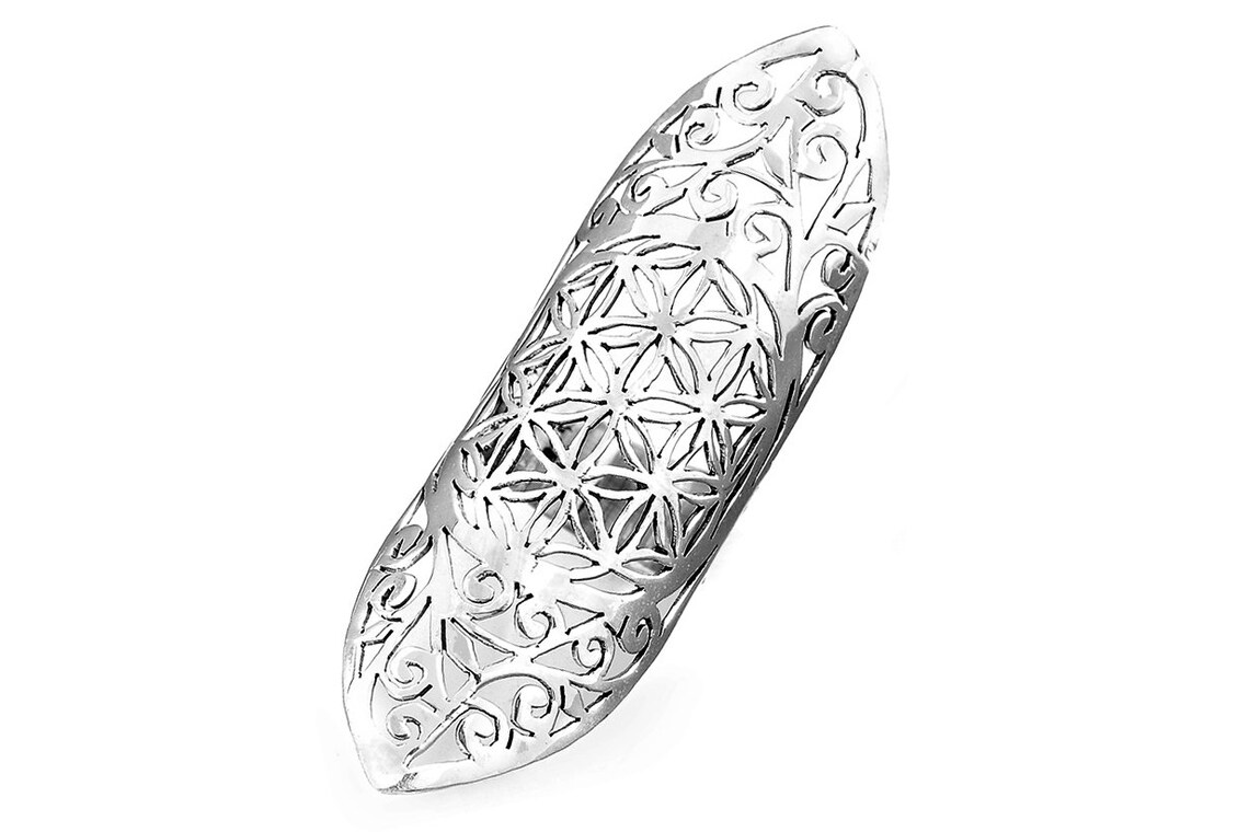 Flower of Life Long Ring Chunky Statement Jewelry 925 - Etsy