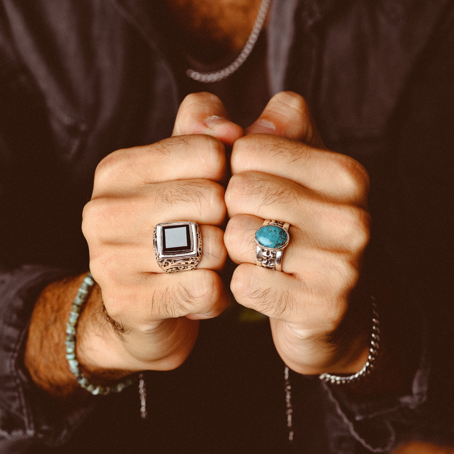 Skulls Turquoise Mens Ring Sterling Silver Ring for Men | Etsy