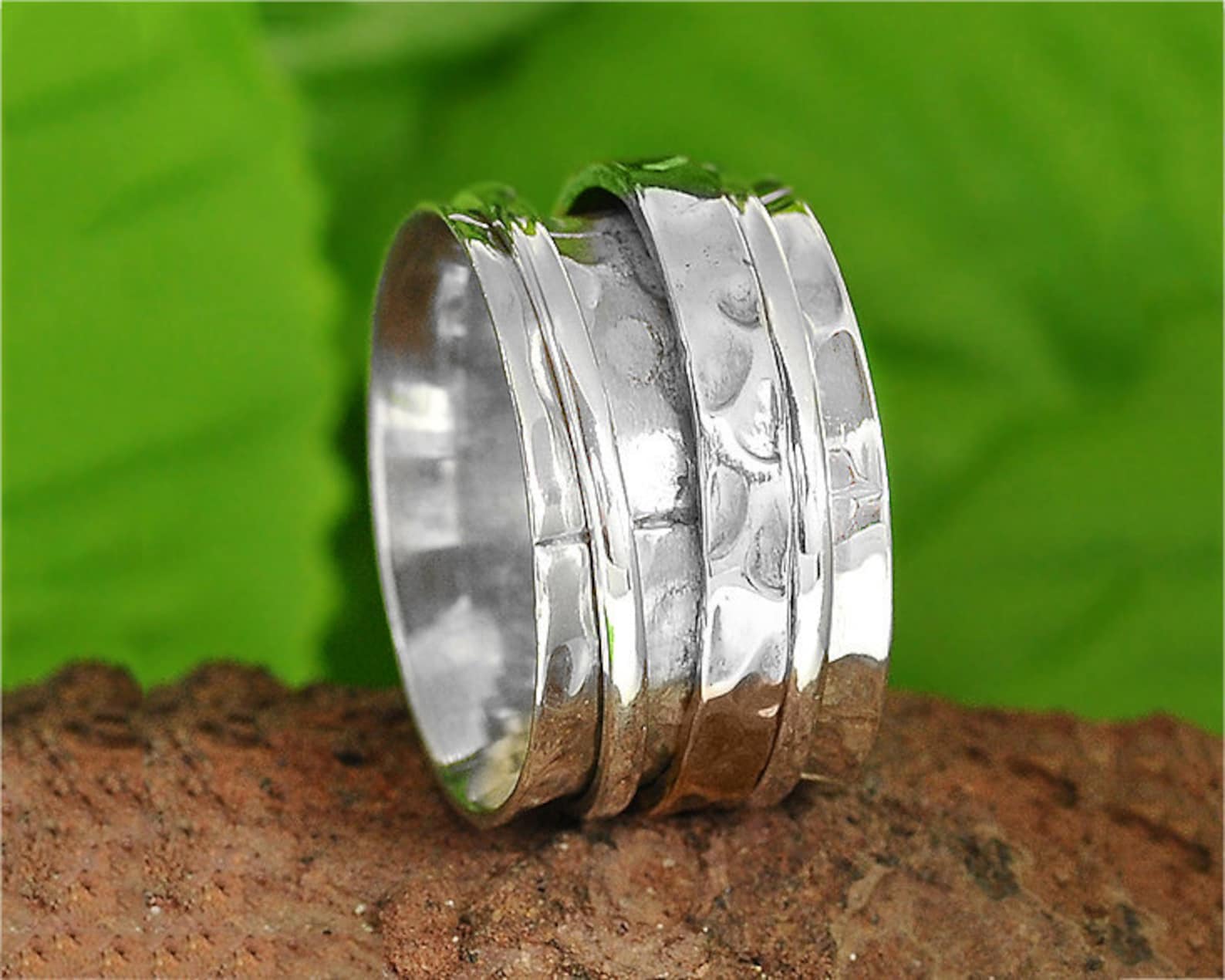 Wide Band Spinner Ring, Fidget Ring, 925 Sterling Silver Rings for ...
