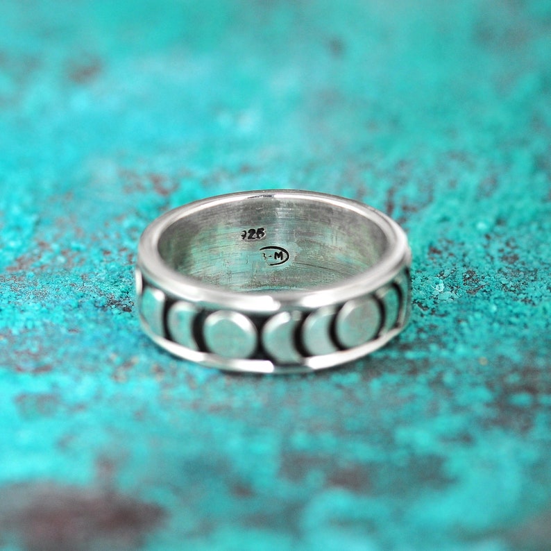 Moon Phase Spinner Ring for Women Sterling Silver Crescent - Etsy