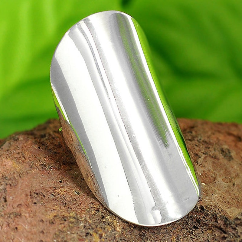Long Silver Ring - Etsy