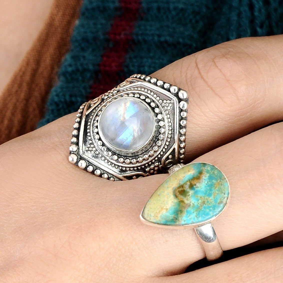 Boho Moonstone Ring Sterling Silver Ring for Women Statement - Etsy Canada