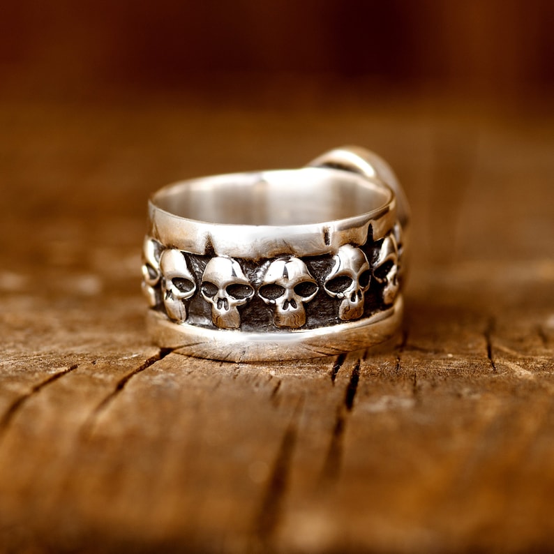 Skulls Turquoise Mens Ring Sterling Silver Ring for Men - Etsy