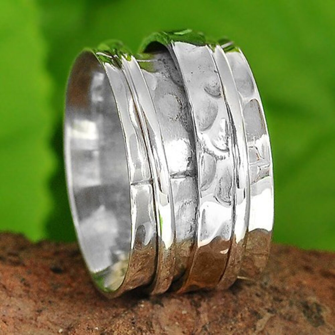 Wide Band Spinner Ring Fidget Ring 925 Sterling Silver Rings - Etsy