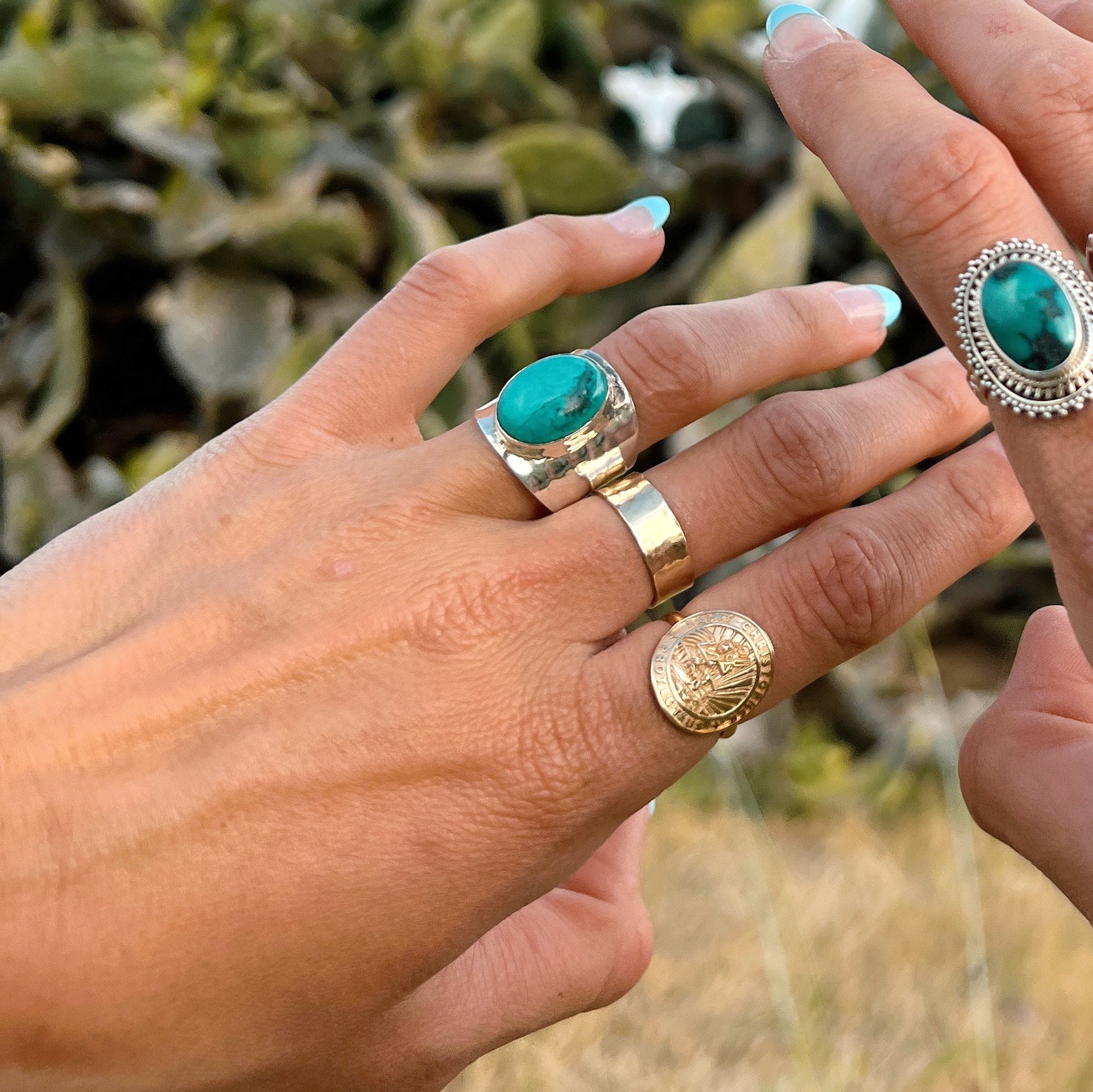 Boho Turquoise Ring, Sterling Silver Ring for Women, Statement Ring ...