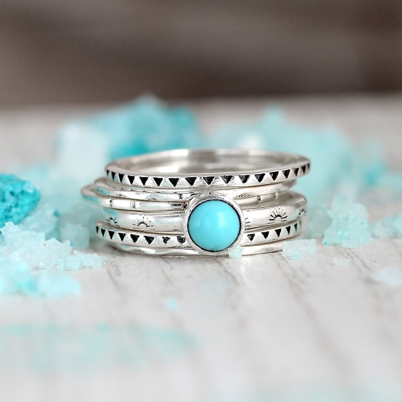 Stacking Ring Set Turquoise Ring Sterling Silver Rings for - Etsy