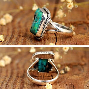 Raw Turquoise Ring, Sterling Silver Rings for Women, Natural Uncut ...