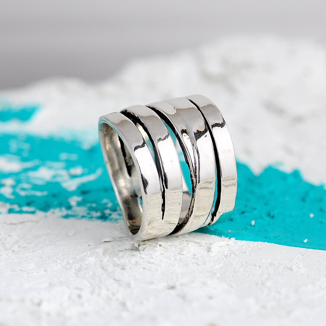 Wrap Ring, Chunky Wide Band Statement Ring, Sterling Silver Ring for ...