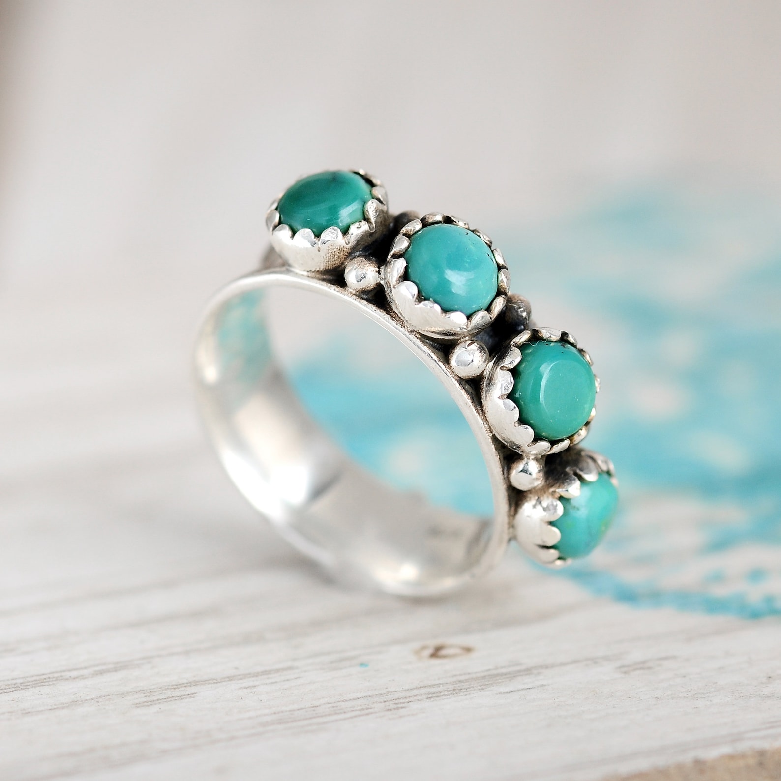Boho Turquoise Ring, Sterling Silver Ring for Women, Stone Ring, Thumb ...