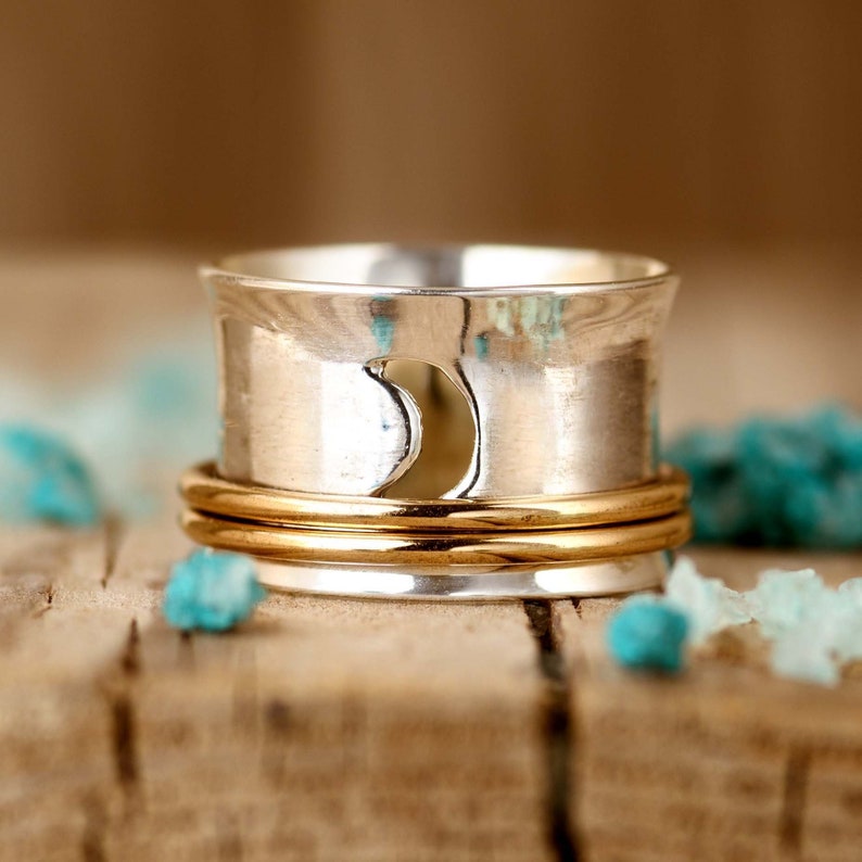 Moon Ring Fidget Anxiety Ring Sterling Silver Ring for - Etsy