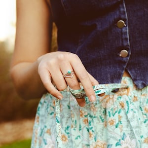 Chevron Turquoise Ring, Thumb Ring, Boho Sterling Silver Ring for Women ...
