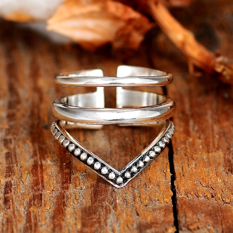 Chevron Ring Boho Ring Sterling Silver Ring For Women Etsy