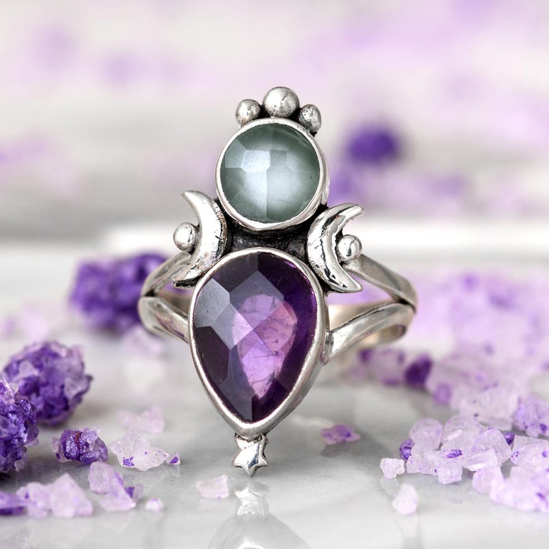 Silver Amethyst Star Ring - Etsy