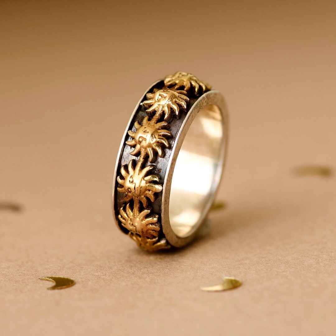 Sun Fidget Ring | Sterling Silver Spinner Ring, Boho Celestial Jewelry ...