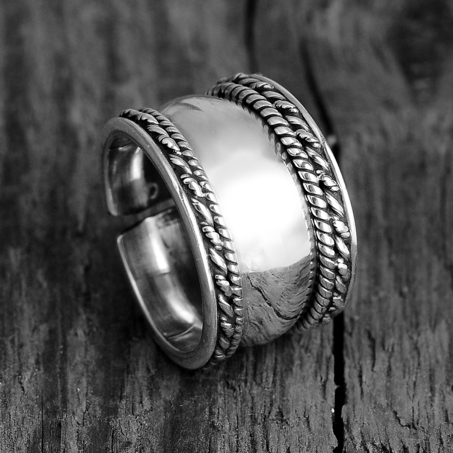 Sterling Silver Adjustable Thumb Ring for Women Wide Dome | Etsy
