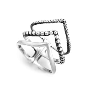 Triple Chevron Ring, Boho Ring, Sterling Silver Ring for Women ...