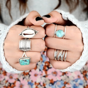 Boho Statement Ring, Sterling Silver Ring for Women, Chunky Ring, Long ...