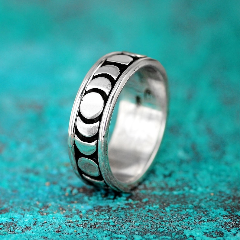 Moon Phase Spinner Ring for Women Sterling Silver Crescent - Etsy
