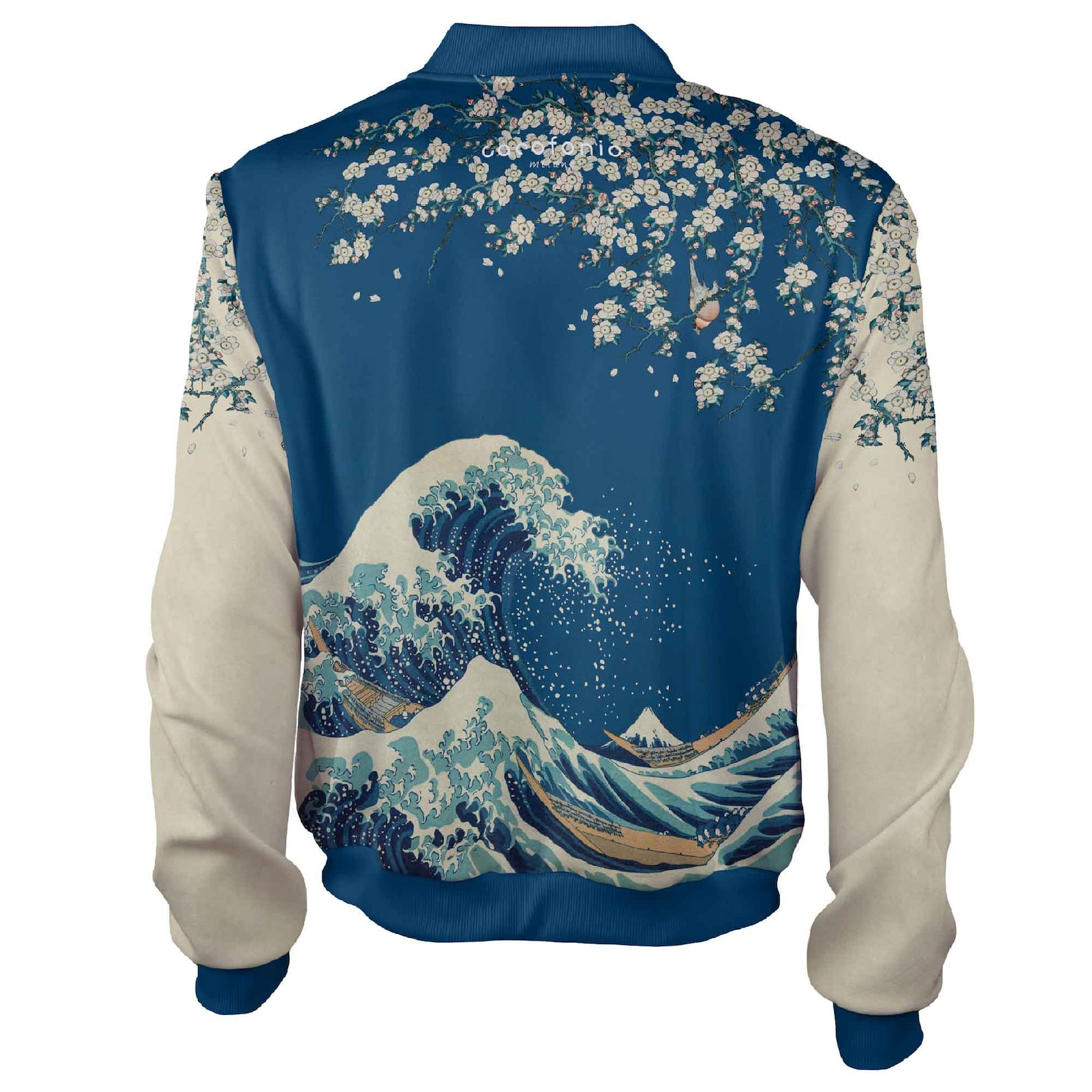 Great Wave off Kanagawa Bomber Jacket – Hokusai Art, Cherry Blossom ...