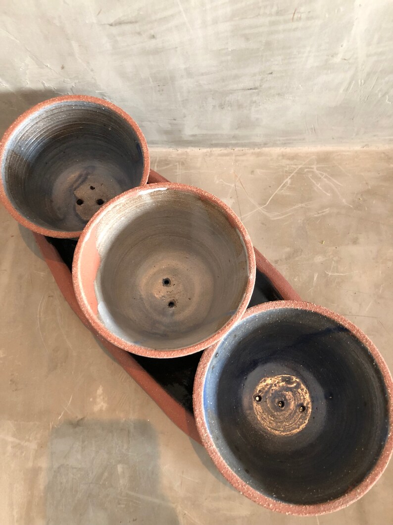 Handmade Ceramic Windowsill Planter Set, Indoor Herb Garden - Etsy