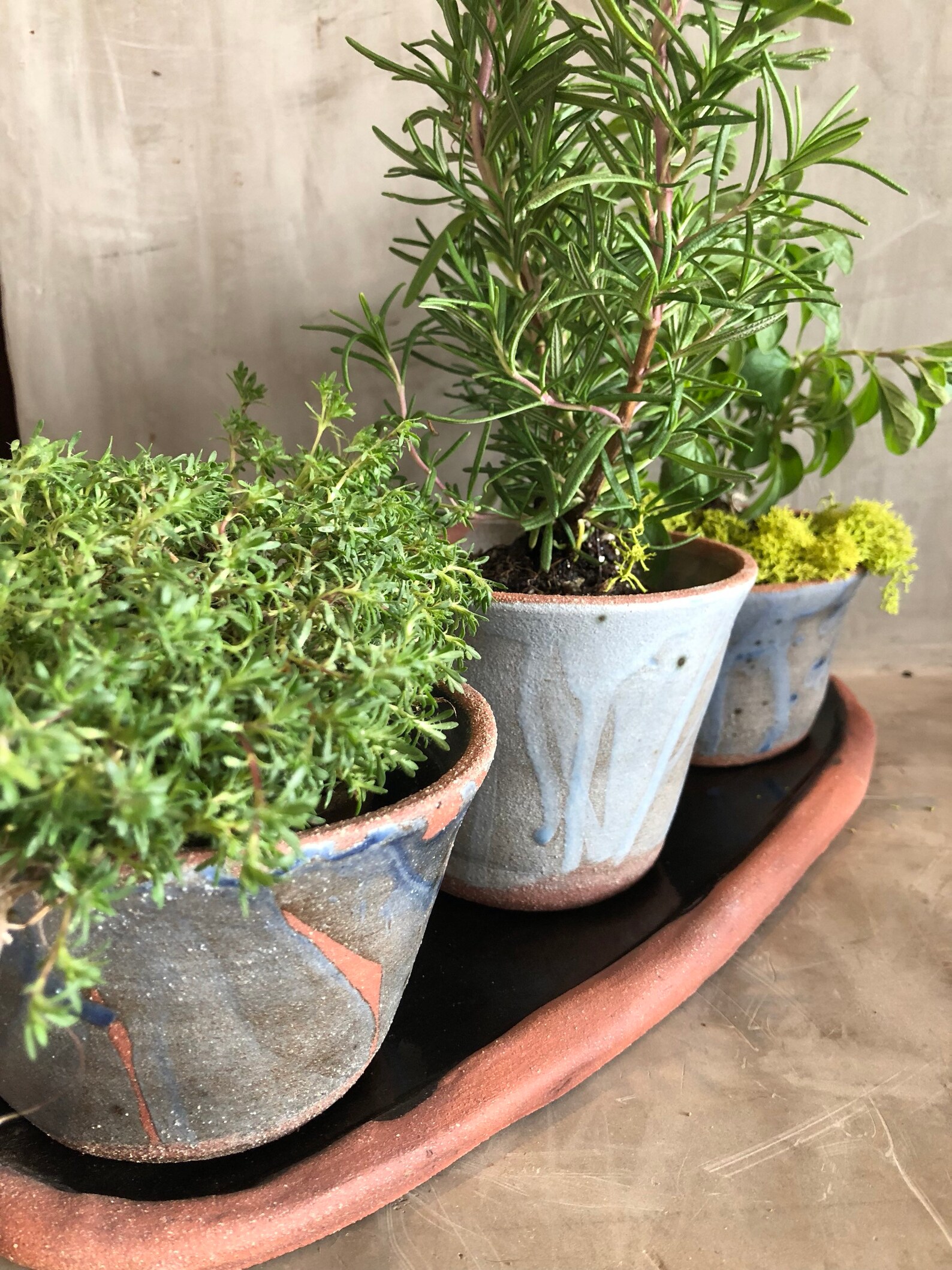 Handmade Ceramic Windowsill Planter Set, Indoor Herb Garden - Etsy