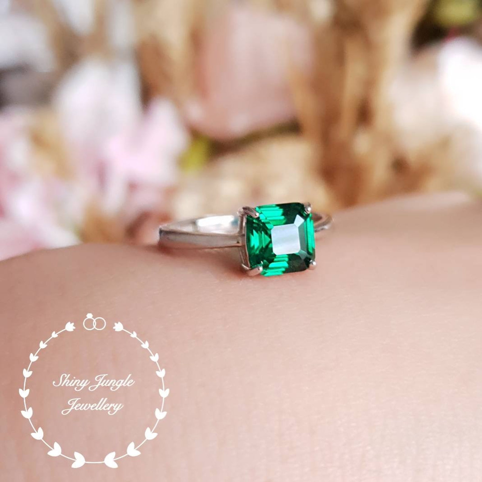 Asscher Cut Emerald Ring 1.5 Ct 77 Mm Square Emerald Cut | Etsy UK