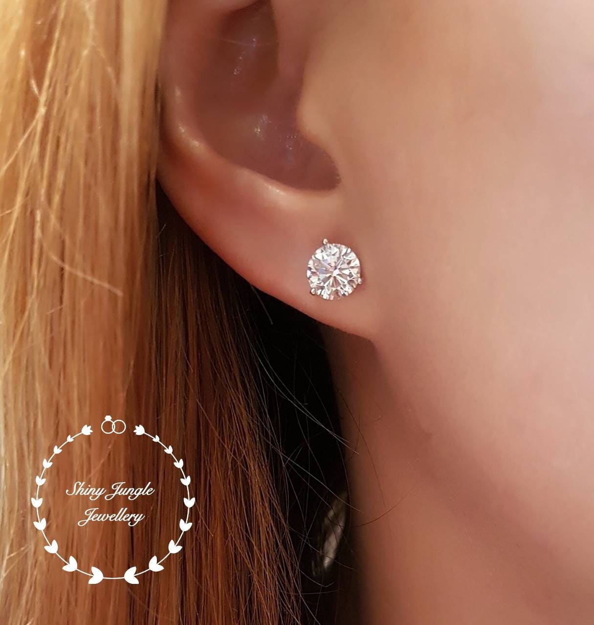 Diamond Stud Earrings 0 5 1 Carat Man Made Diamond Simulant Studs