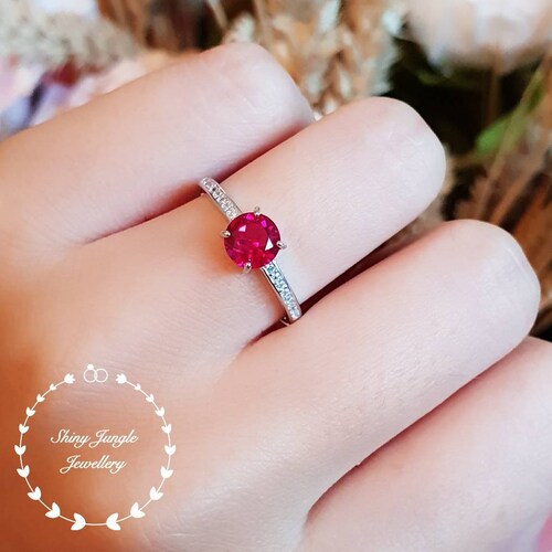 Lab Ruby Ring Sterling Silver Ring July Birthstone Ring | Etsy