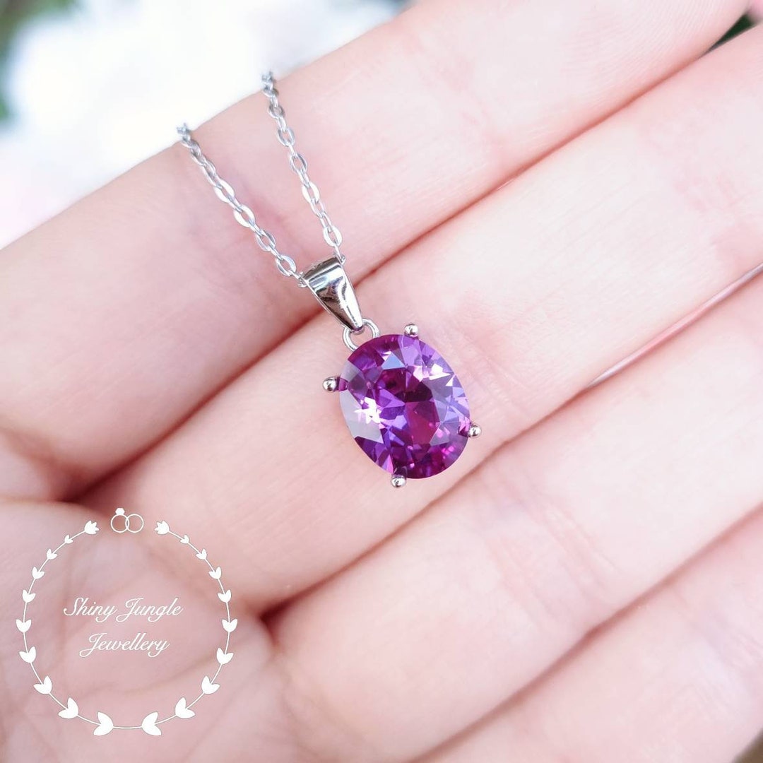 Oval Alexandrite Necklace, 3 Carat 810 Mm Lab Alexandrite Pendant With ...