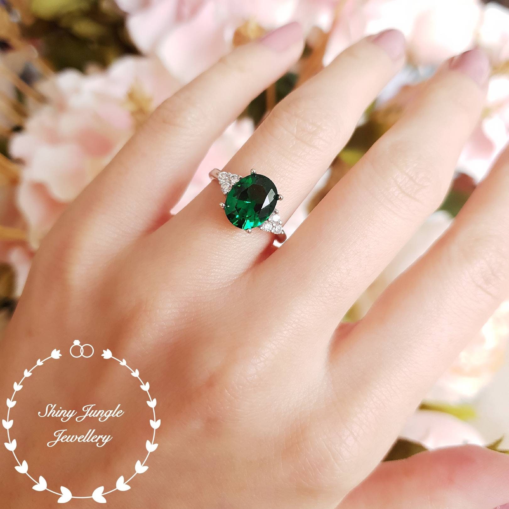 3 carats oval emerald ring, three stone lab emerald engagement ring ... 3 carats oval emerald ring, three stone lab emerald engagement ring ...