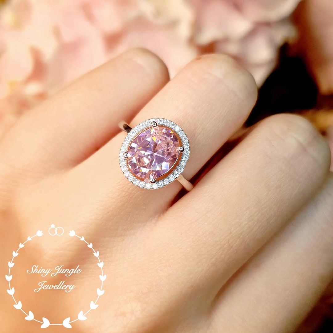 Pink halo engagement ring store